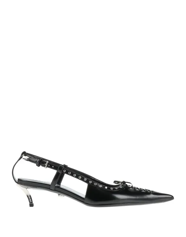 Versace Glossed-leather Slingback Pumps - Black