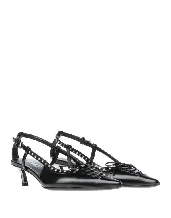 Versace Glossed-leather Slingback Pumps - Black