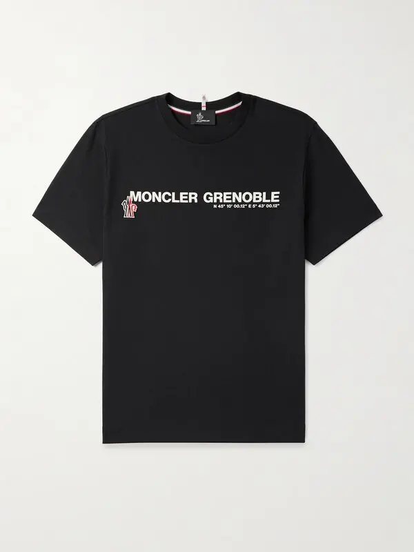 Moncler Day-namic Logo-appliquéd Stretch-cotton Jersey T-shirt - Black