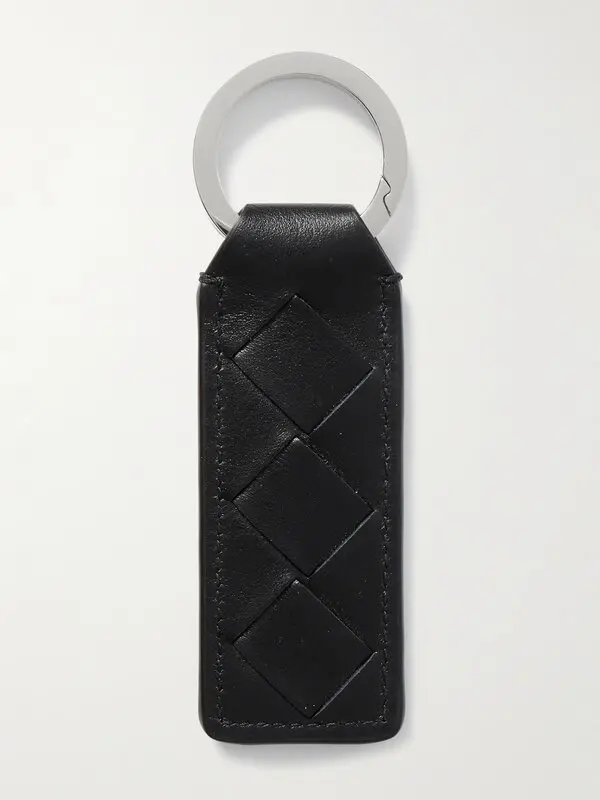 Bottega Veneta Silver-tone And Intrecciato Leather Key Fob