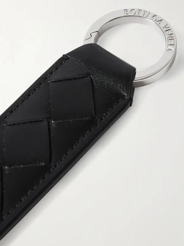 Bottega Veneta Silver-tone And Intrecciato Leather Key Fob
