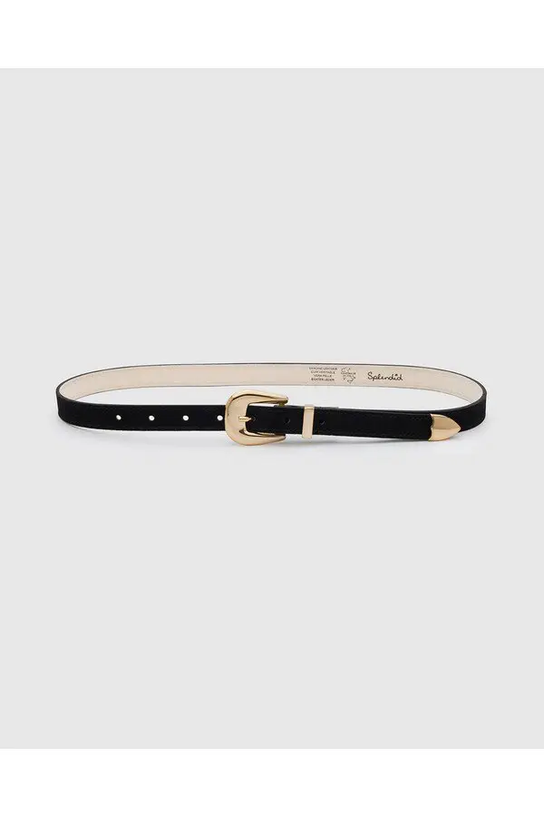 Splendid Skinny Suede Belt - Black