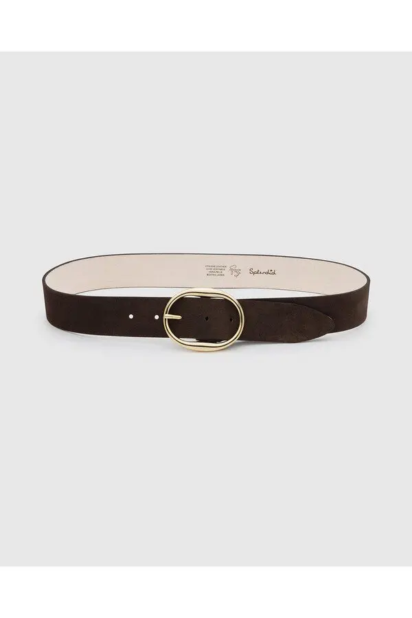 Splendid Wide Suede Belt - Chocolate