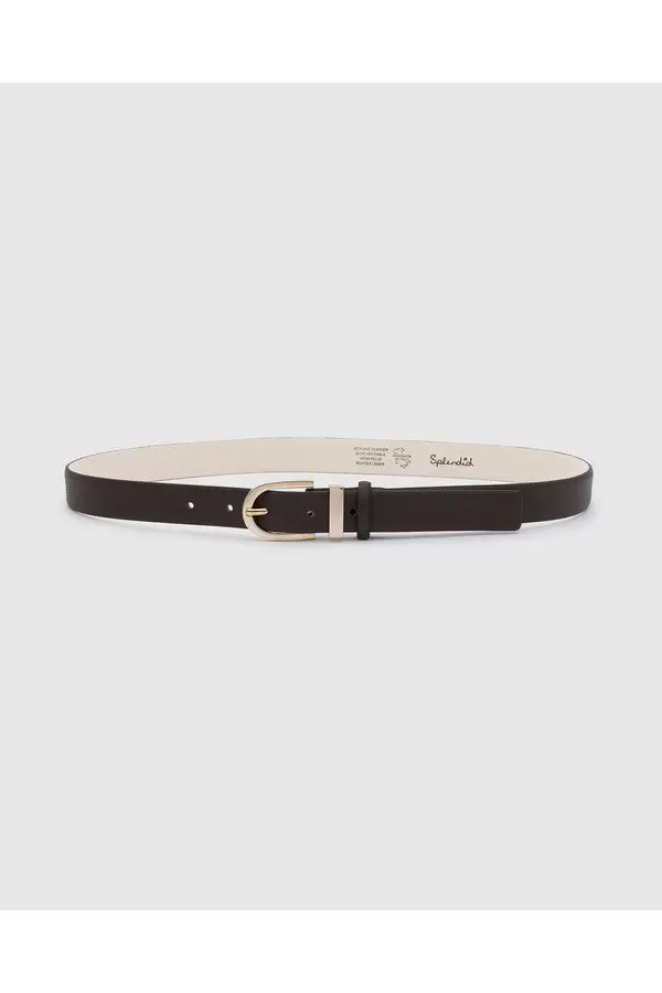 Splendid Skinny Leather Belt - Chocolate