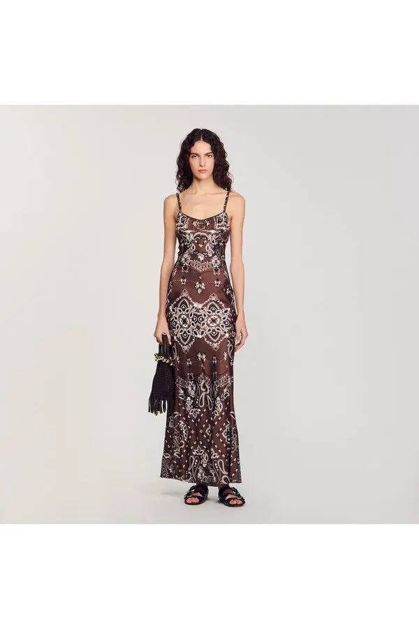 chinese dress ladies BANDANA-PRINT MAXI DRESS  SANDRO Egypt