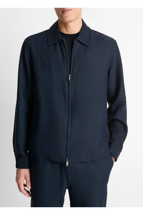 Vince Two-way Zip Bomber Jacket - Blue