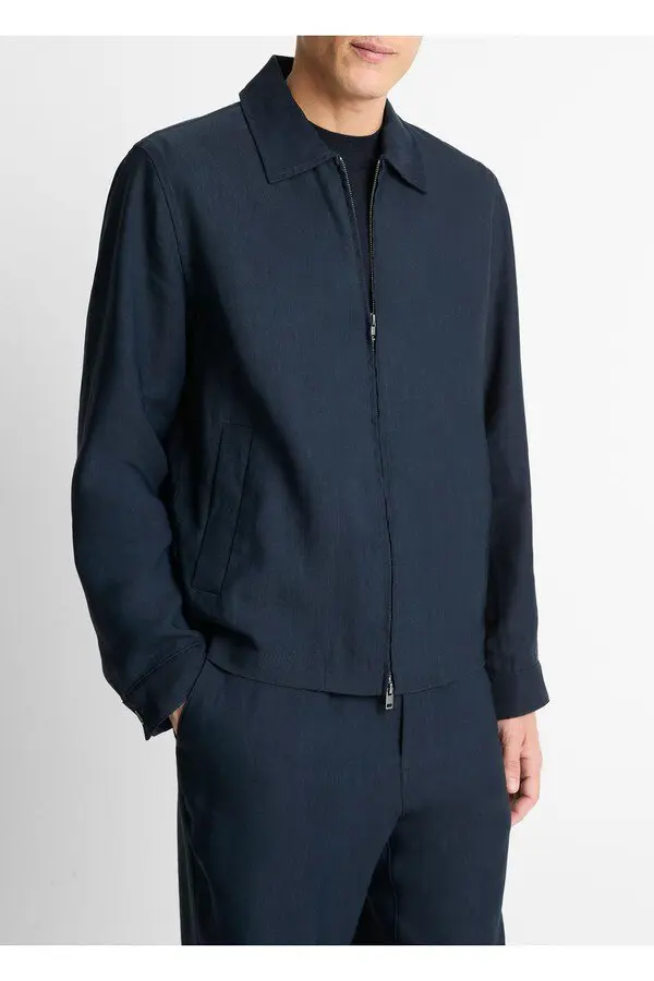 Vince Two-way Zip Bomber Jacket - Blue