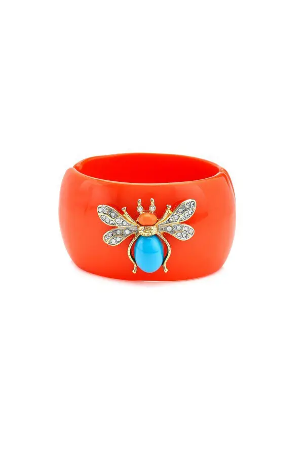 KENNETH JAY LANE Bee Motif Cuff Bracelet - Coral