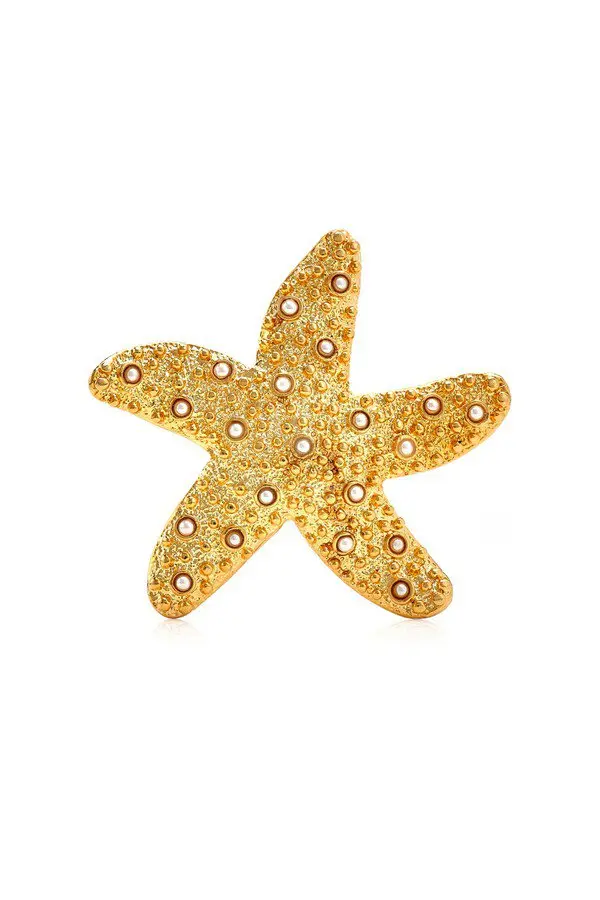KENNETH JAY LANE Pearl Starfish Pin - Gold
