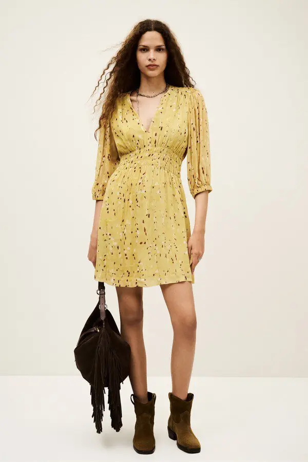Ba&sh Kanissa Printed Mini Dress - Yellow