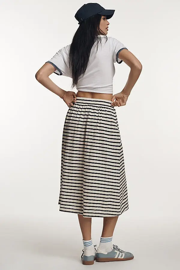 NATION LOS ANGELES Vida Midi Skirt - Navy