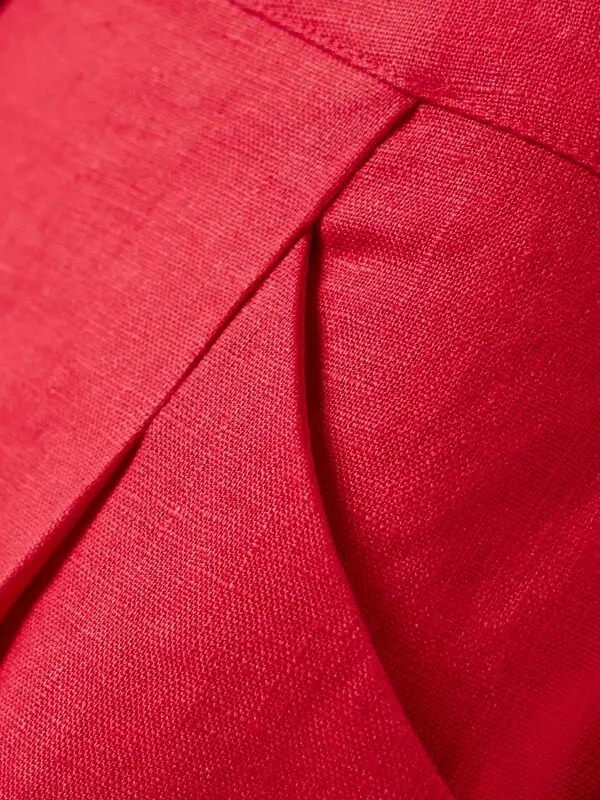 Posse Rosalie Pintucked Linen Shorts - Red