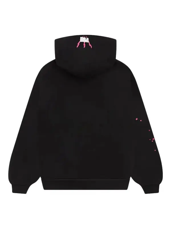 SP5DER 555 Web Pink Hoodie - Black