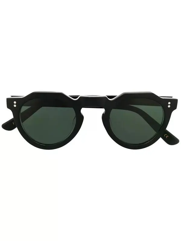 LESCA Round Frame Sunglasses - Black
