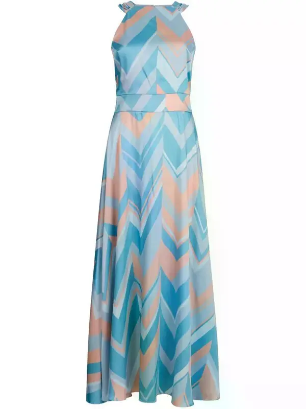 Liu Jo Chevron-Patterned Maxi Dress - Blue | Editorialist