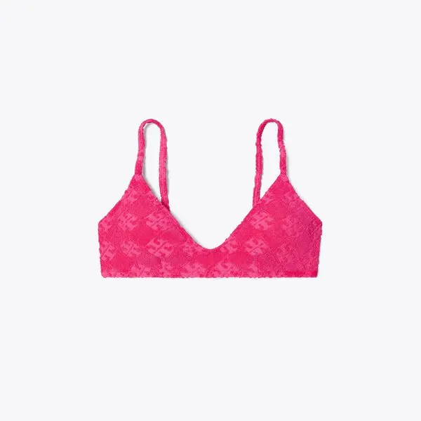 Tory Burch Terry Logo Triangle Bikini Top - Bold Pink