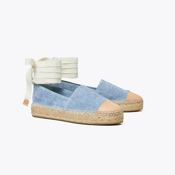Tory Burch Cap-toe Espadrille - Blue Cloud/brushed Almond