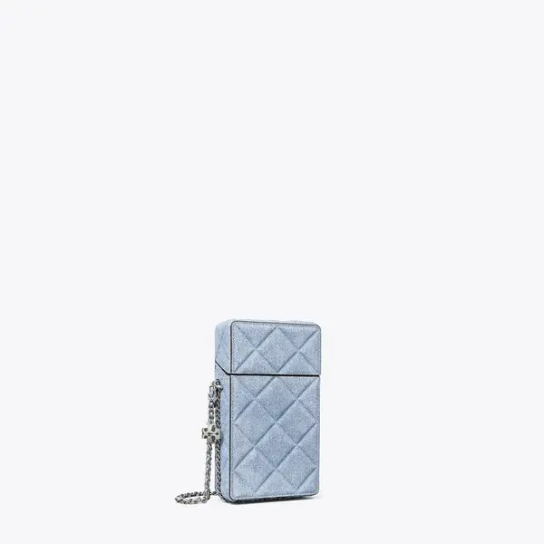 Tory Burch Fleming -print Suede Phone Crossbody - Denim