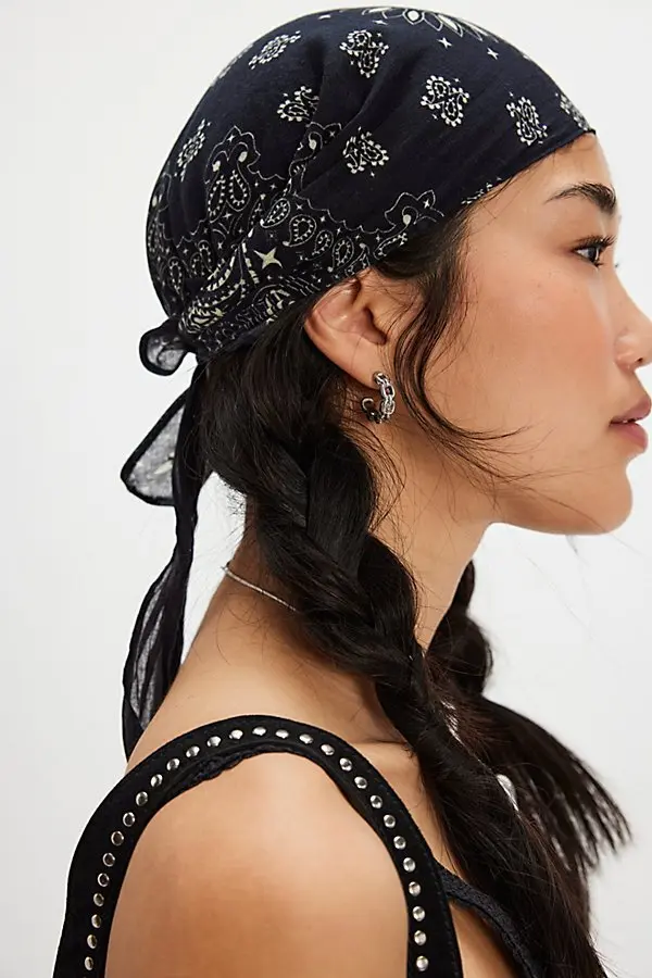 Free People Bridgette Bandana Hair Scarf - Black