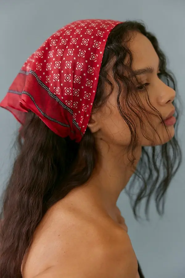 Free People Bridgette Bandana Hair Scarf - Classic Red