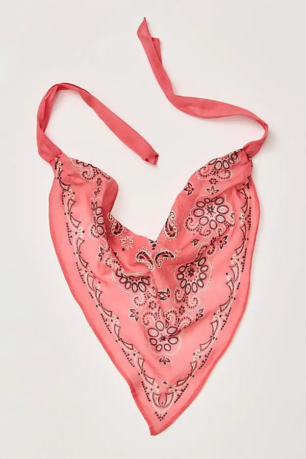 Free People Bridgette Bandana Hair Scarf - Coral