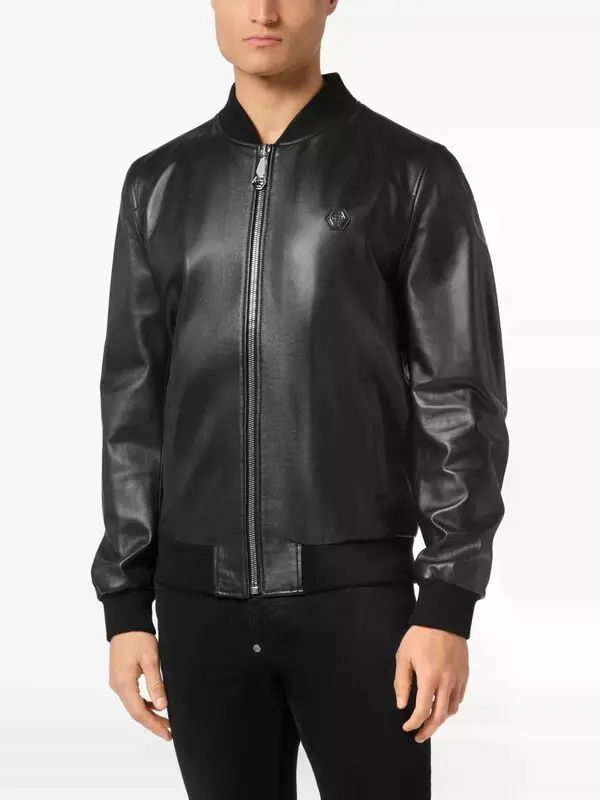 Philipp Plein Skull-motif Leather Jacket - Black