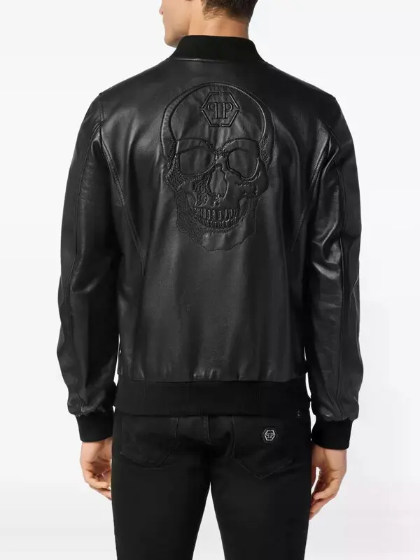 Philipp Plein Skull-motif Leather Jacket - Black
