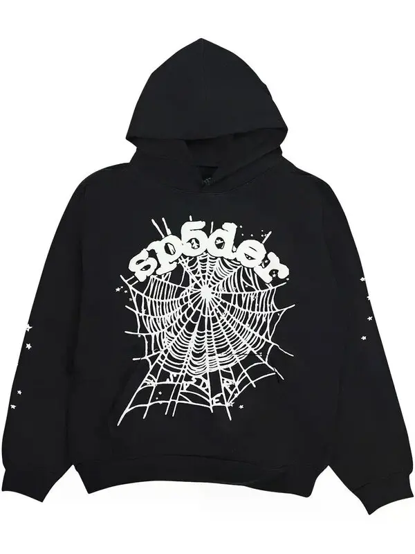 SP5DER Graphic Print Hoodie - Black
