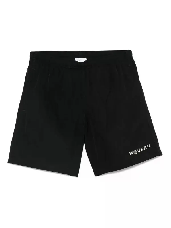 Alexander McQueen Logo-embroidered Swim Shorts - Black