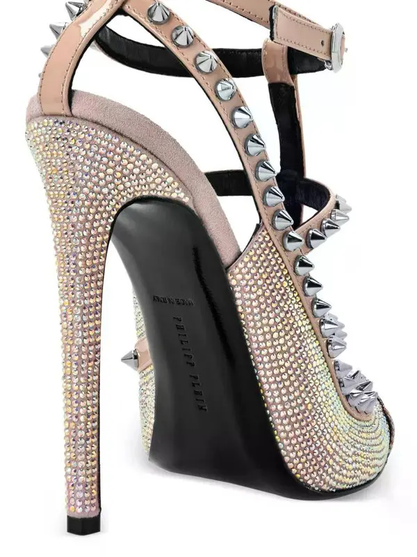 Philipp Plein 120mm Skull-embellished Leather Pumps - Neutrals