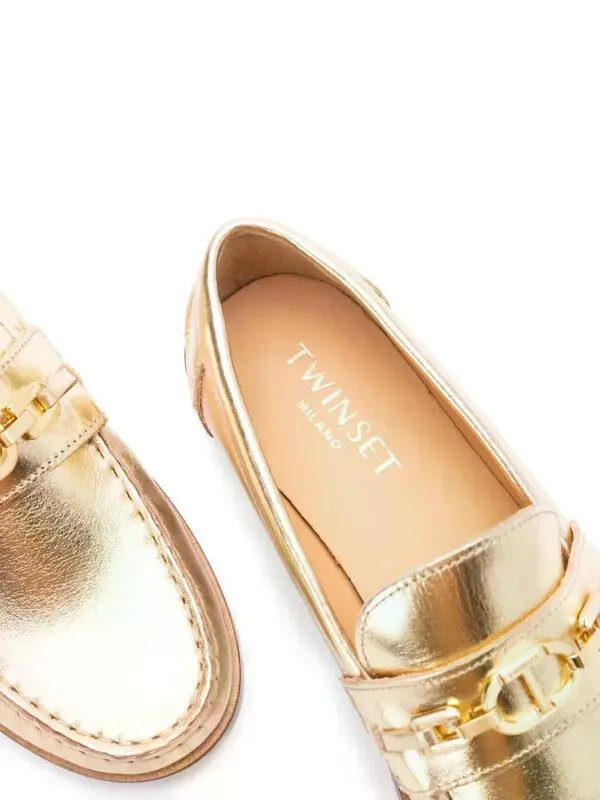 TWINSET Metallic Leather Loafers