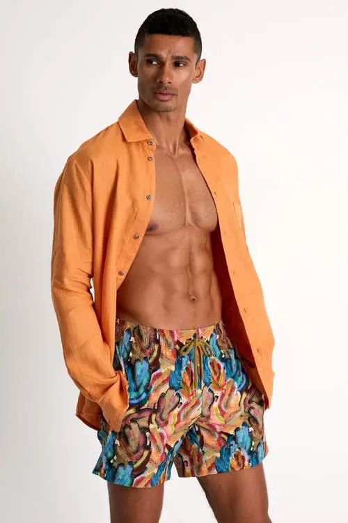 Shan Classic Fit Stretch Swim Trunks - Print