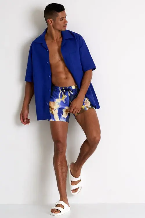 Shan Classic Fit Stretch Swim Trunks - Print