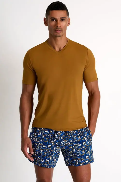 Shan Classic Fit Stretch Swim Trunks - Print