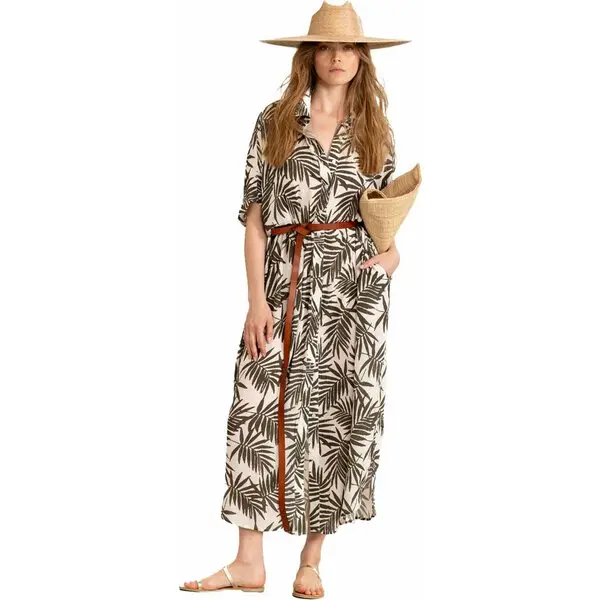 GOTTEX BEACH LIFE Resort Swim Cover Up Kaftan Full Btn - Multi/grn