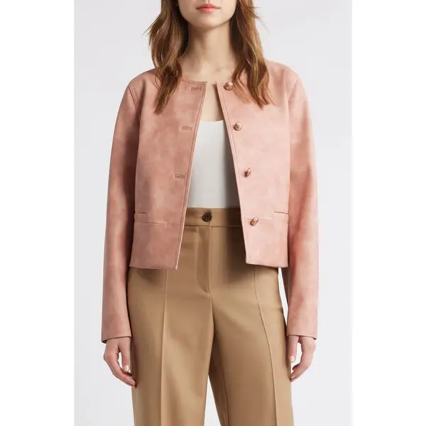 Kobi Halperin Lyles Faux Leather Cropped Jacket