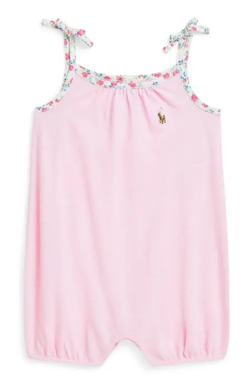 Ralph Lauren Polo Oxford Cotton Piqué Bumble Romper - Carmel Pink Multi