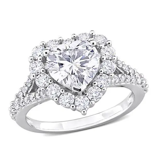JULIANNA B. 3ct D.e.w. Moissanite Heart Halo Ring - Sterling Silver