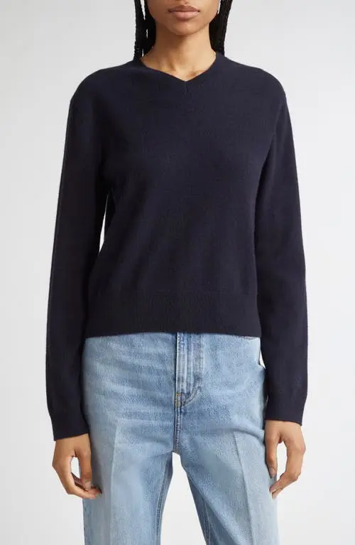 TOTEME Classic V-neck Cashmere Sweater - Navy