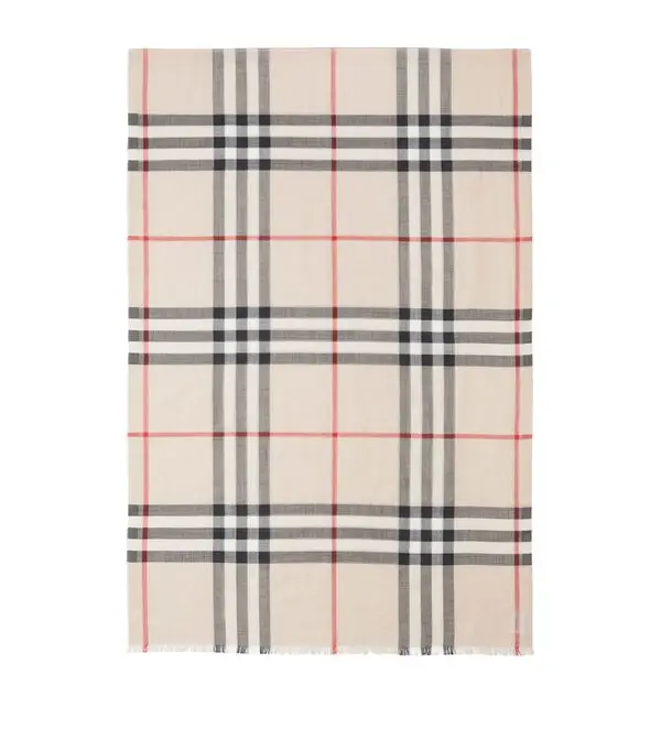 Burberry Wool-silk Check Scarf - Beige