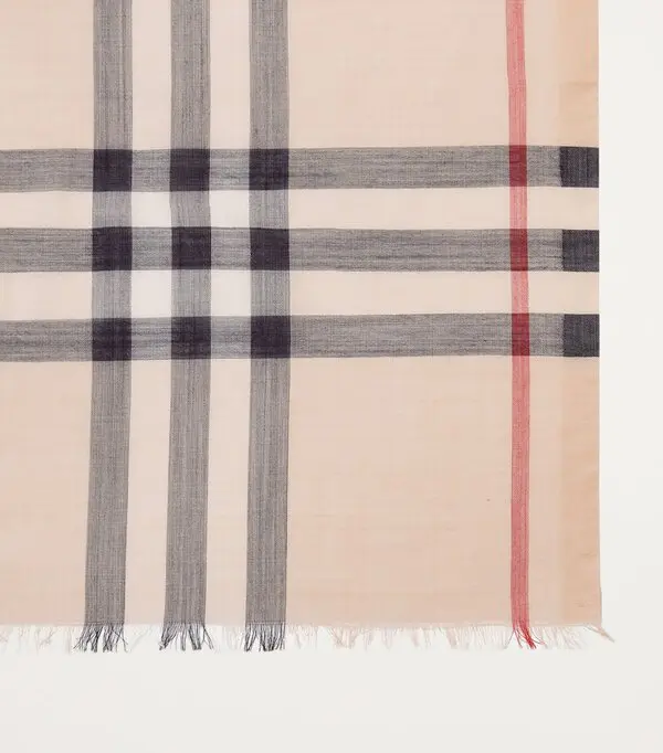 Burberry Wool-silk Check Scarf - Beige