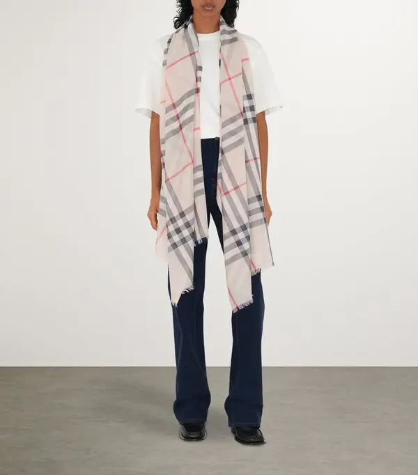 Burberry Wool-silk Check Scarf - Beige