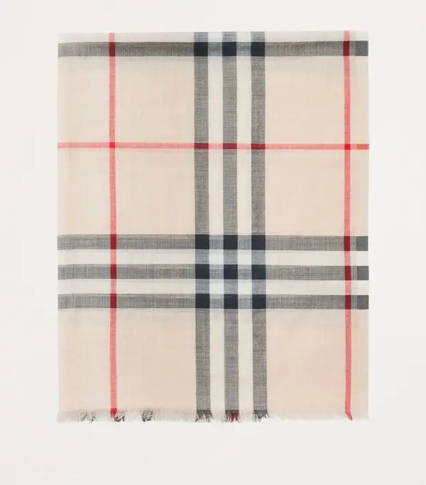 Burberry Wool-silk Check Scarf - Beige
