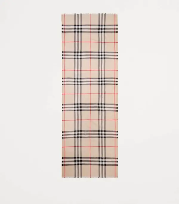 Burberry Wool-silk Check Scarf - Beige