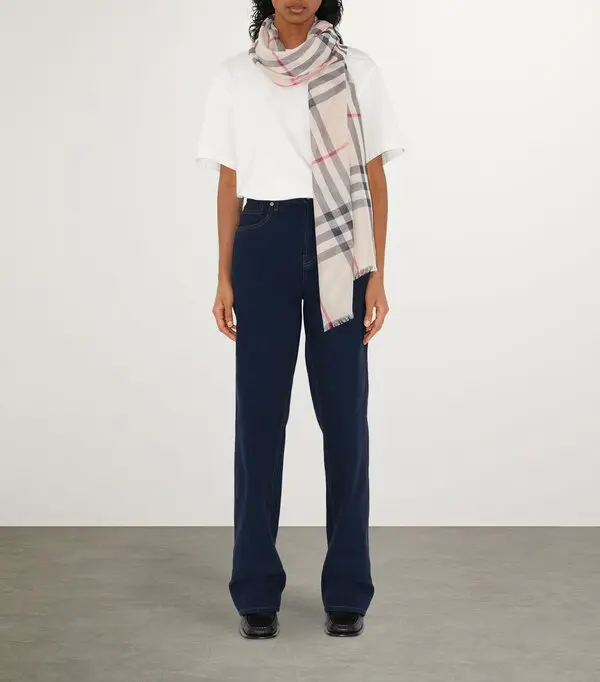 Burberry Wool-silk Check Scarf - Beige