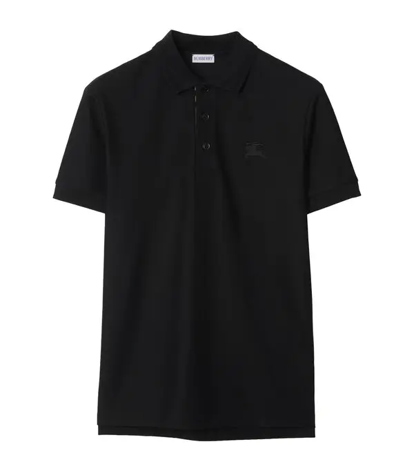 Burberry Cotton Check-placket Polo Shirt - Black
