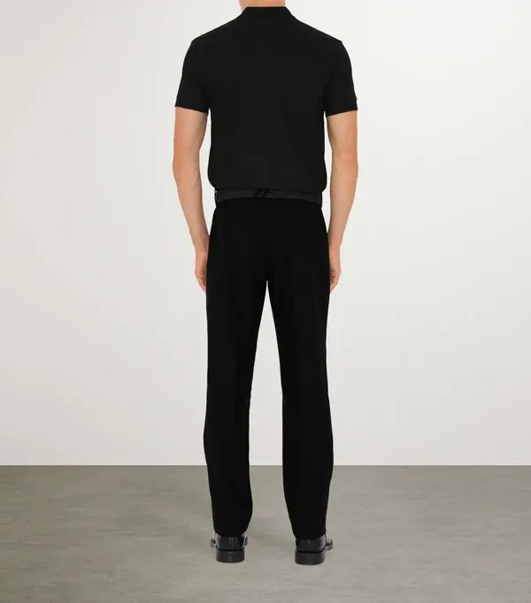 Burberry Cotton Check-placket Polo Shirt - Black