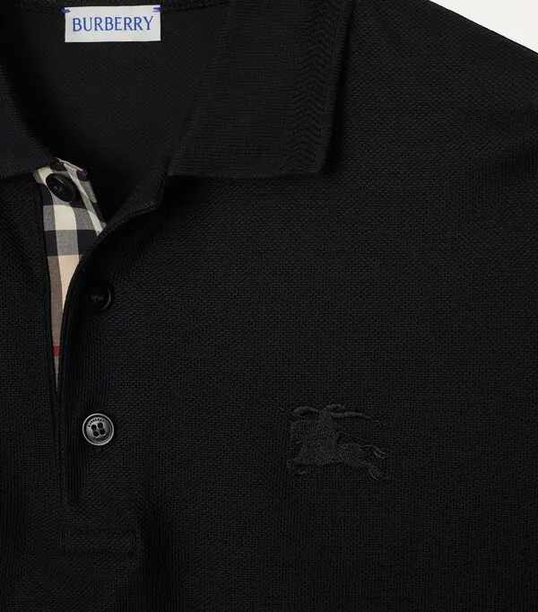 Burberry Cotton Check-placket Polo Shirt - Black