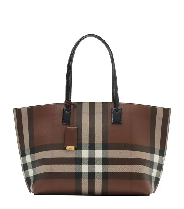 Burberry Check Tote - Brown