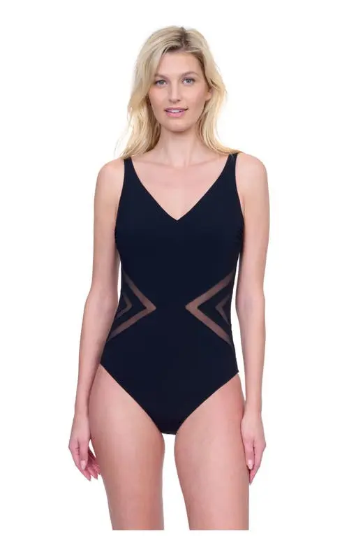 GOTTEX Day Dreamer V-neck One-piece Swimsuit - Black